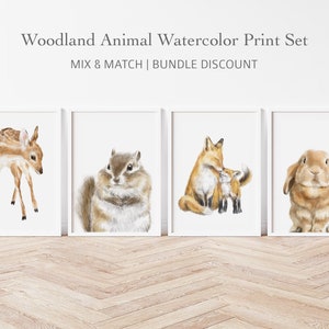 Bunny Rabbit Wall Art Print, Baby Animal Watercolor Painting for Girl ...