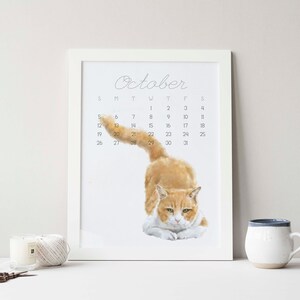 2025 Cat Desk Calendar W/ Stand Monthly Small Mini Office Planner ...
