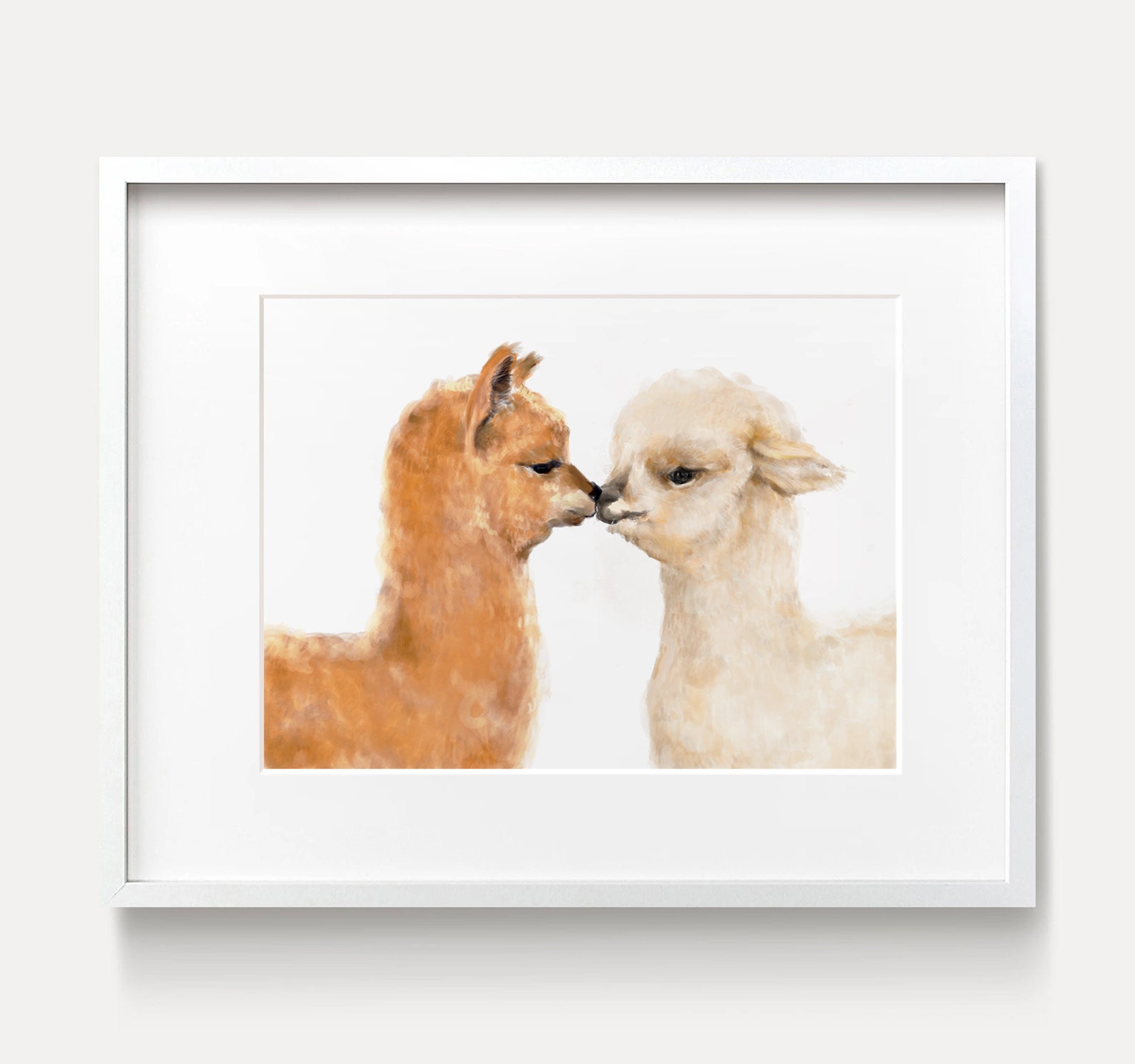 Alpaca Kiss Wall Art Hugs and Kisses, Boho Animal Poster, Llama Happy ...