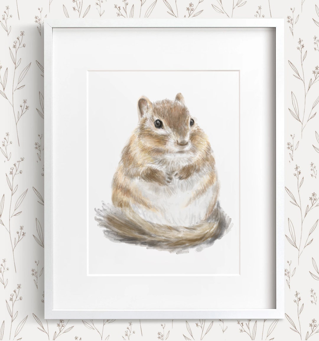Chipmunk Art Print, Cute Woodland Animal Room Decor, Nursery Wall Art ...