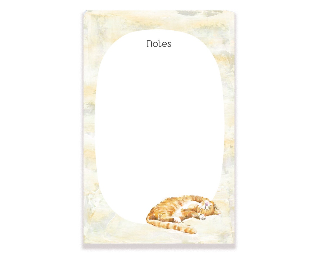 Orange Tabby Cat Watercolor Notepad - Compact Size With 50 Tear-off ...