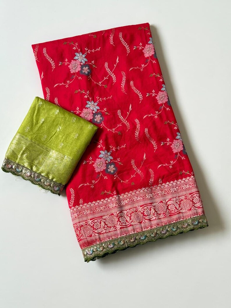Designer Khaddi Crepe Georgette Saree | Meenakari Weaving, Brocade ...
