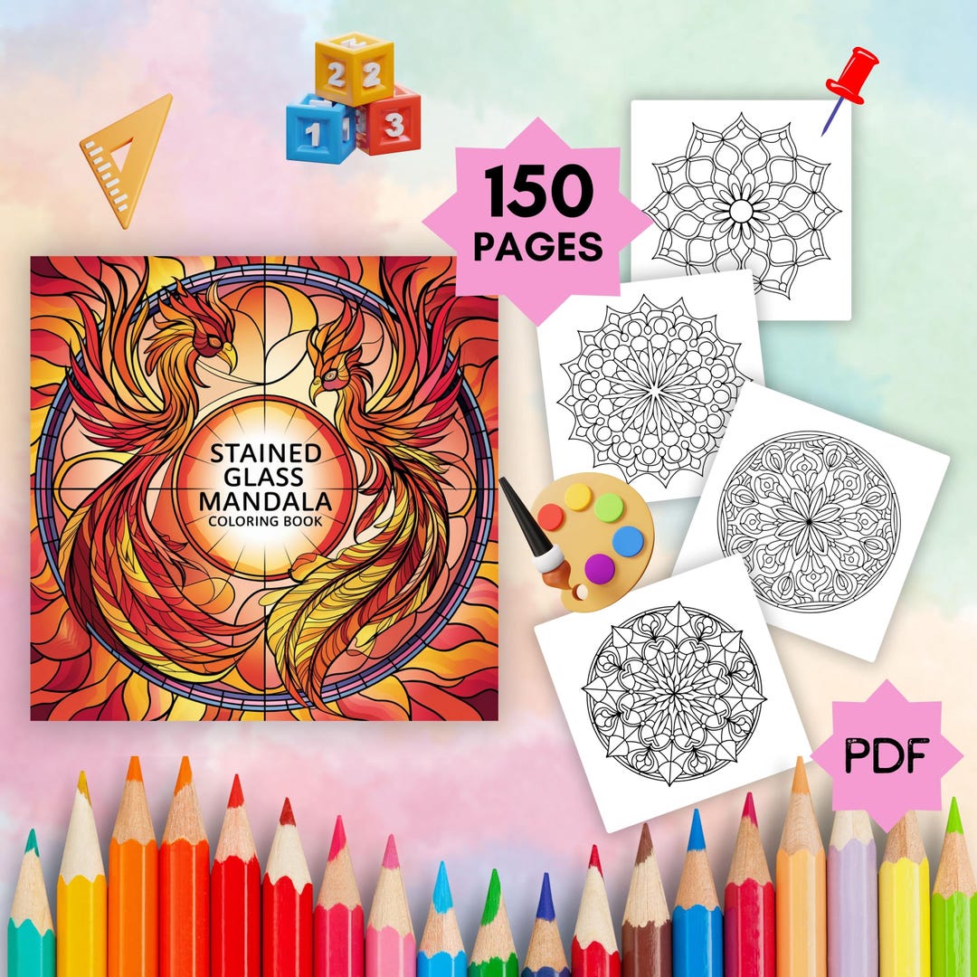 Stained Glass Mandala Coloring Pages, Intricate Circular Designs (PDF ...