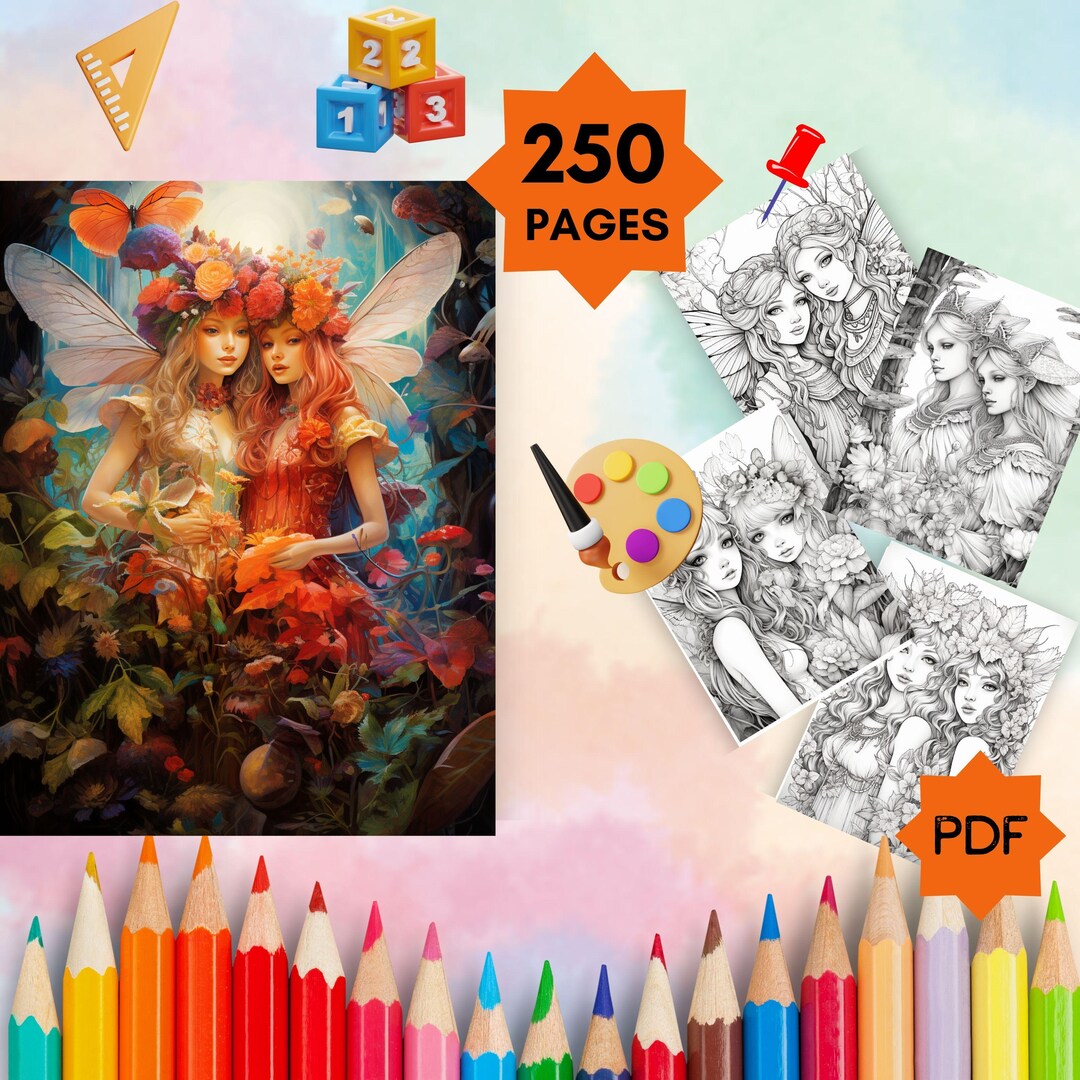 Forest Fairies Fantasy Coloring Pages for Adults (PDF Download) - Etsy