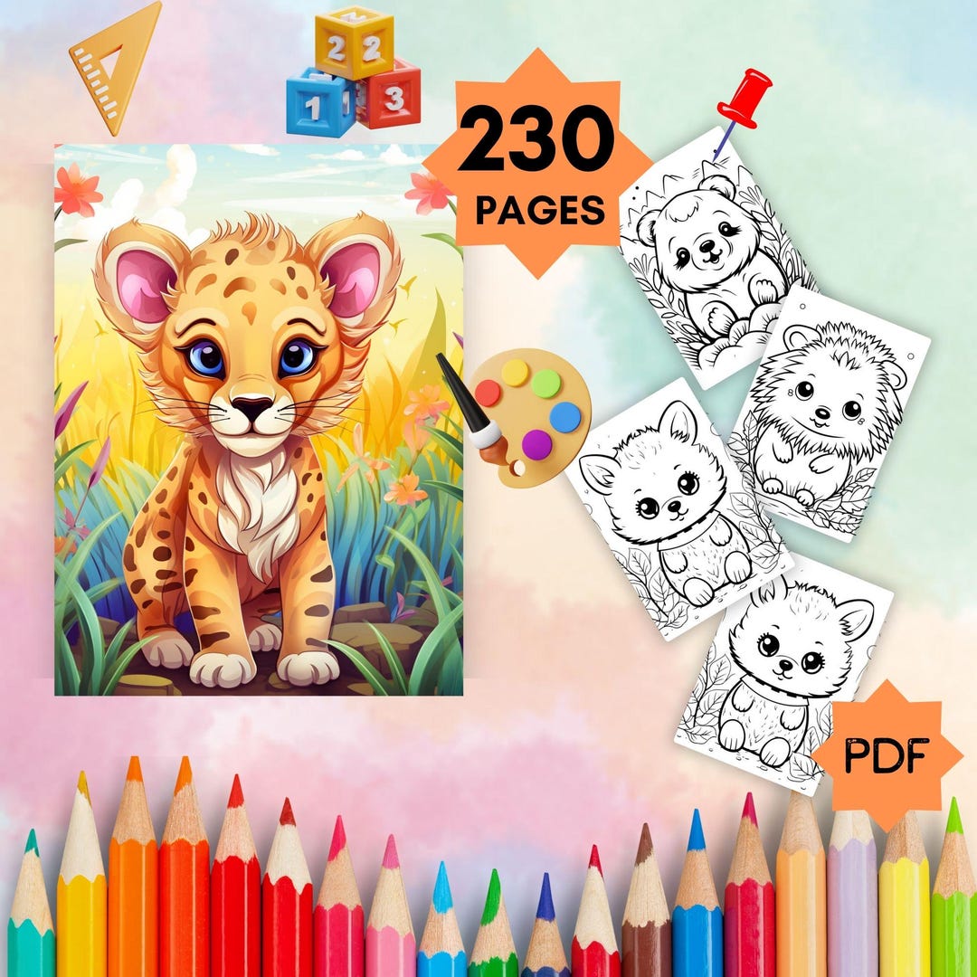 Baby Animal Coloring Pages for Kids (PDF Download) - Etsy