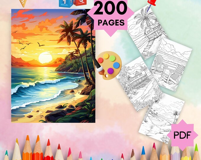 Printable Sunset Coloring Pages for Kids and Adults | 50 Pages ...