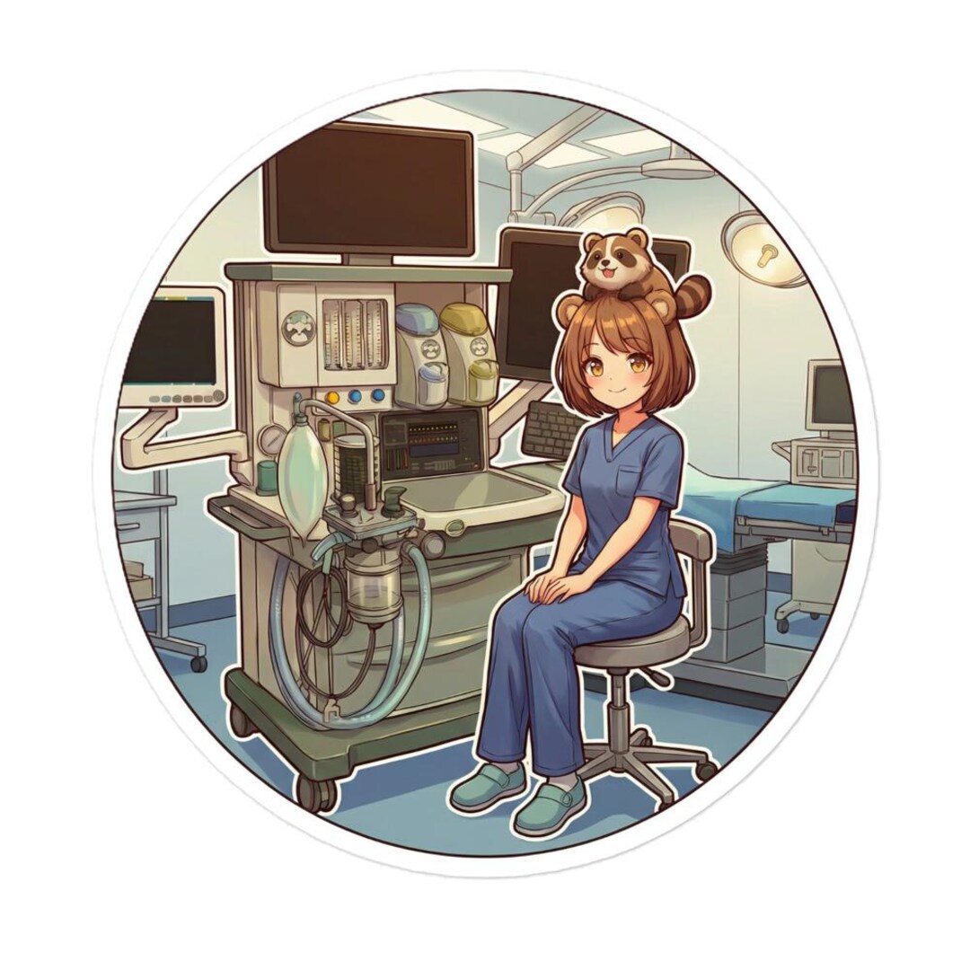 Tanuki Anesthesiologist Sticker – Japanese Anime Medical Art - Etsy