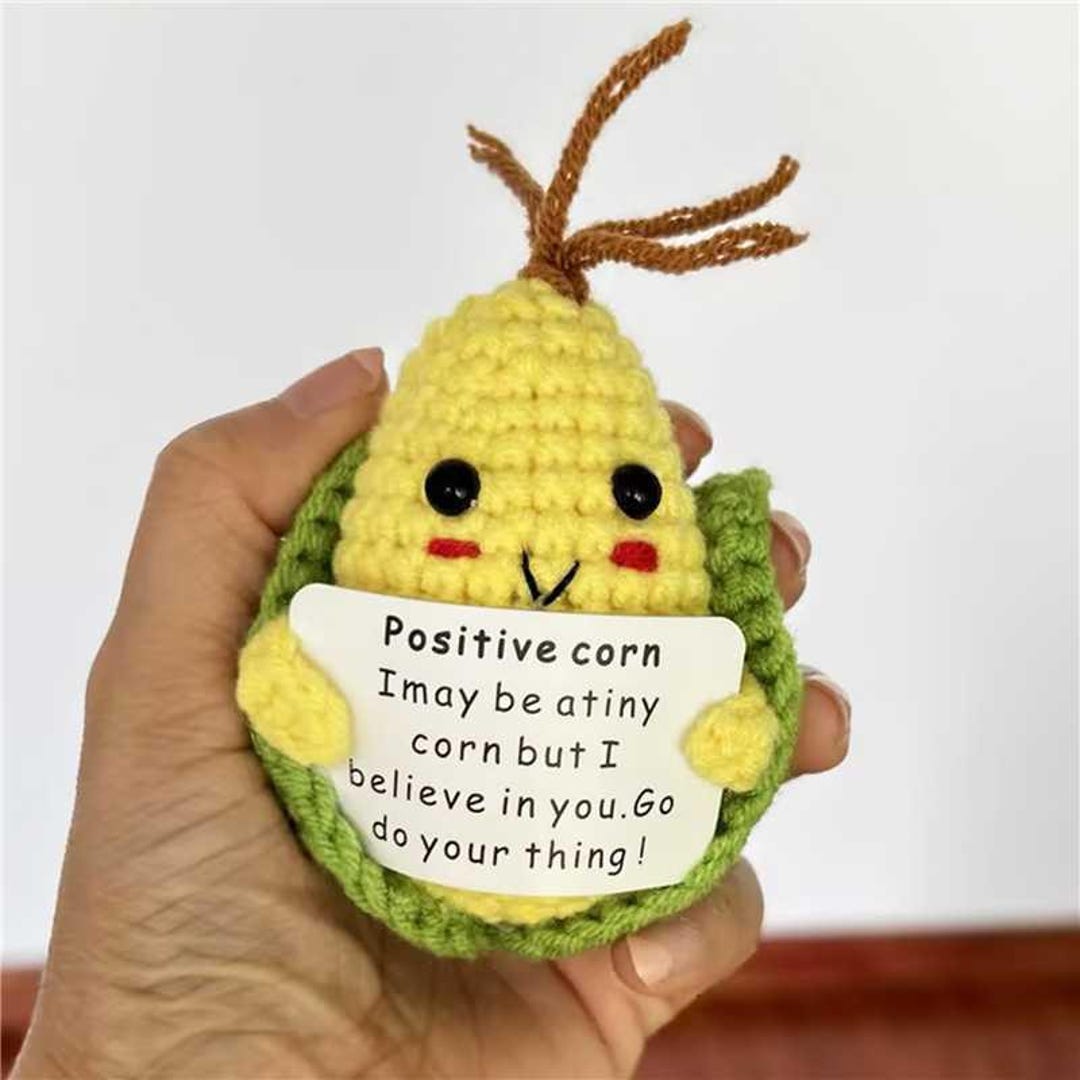 Handmade Positive Crochet Corn Plush, Emotional Support Gift, Crochet ...