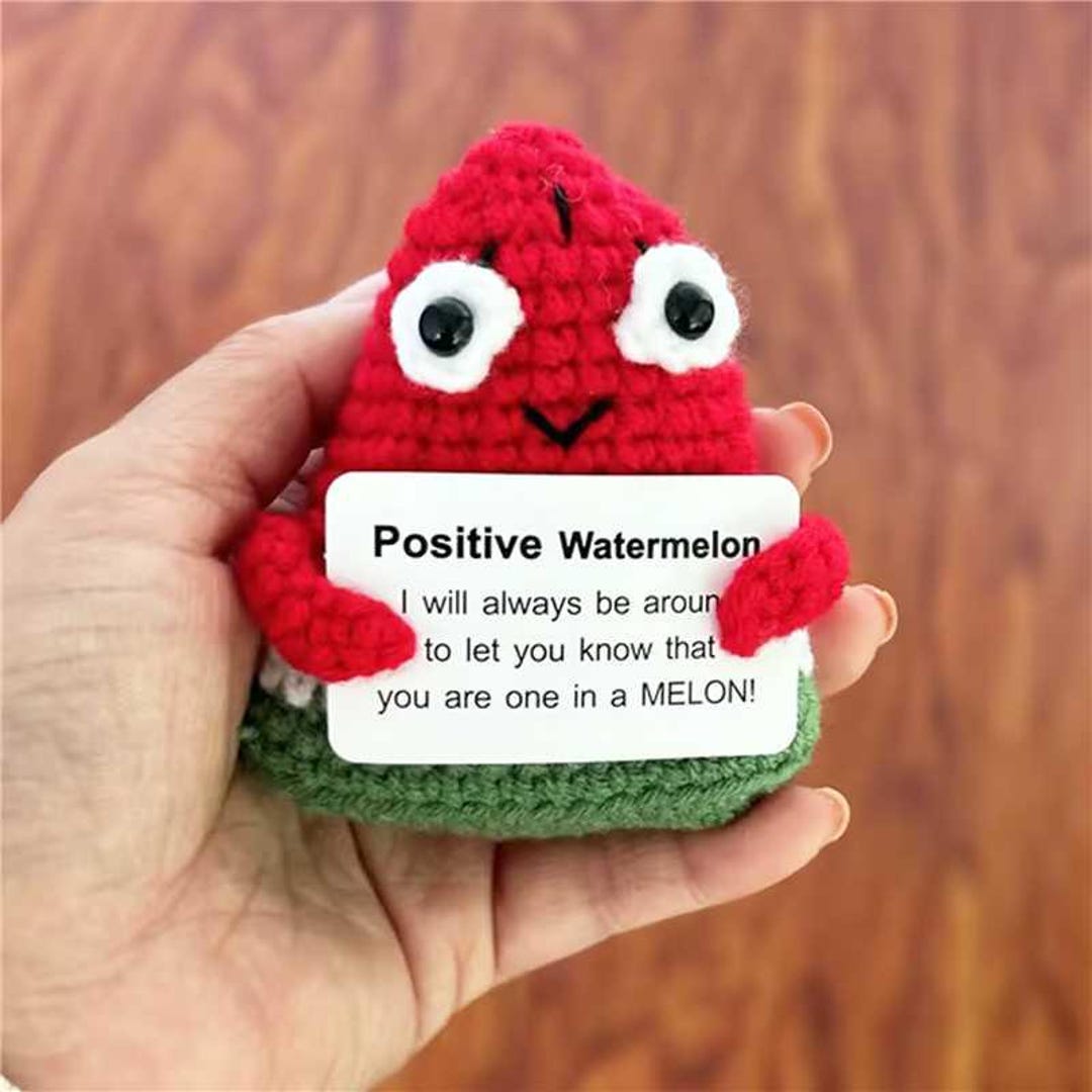 Handmade Crochet Watermelon Amigurumi Plush, Emotional Support Positive ...