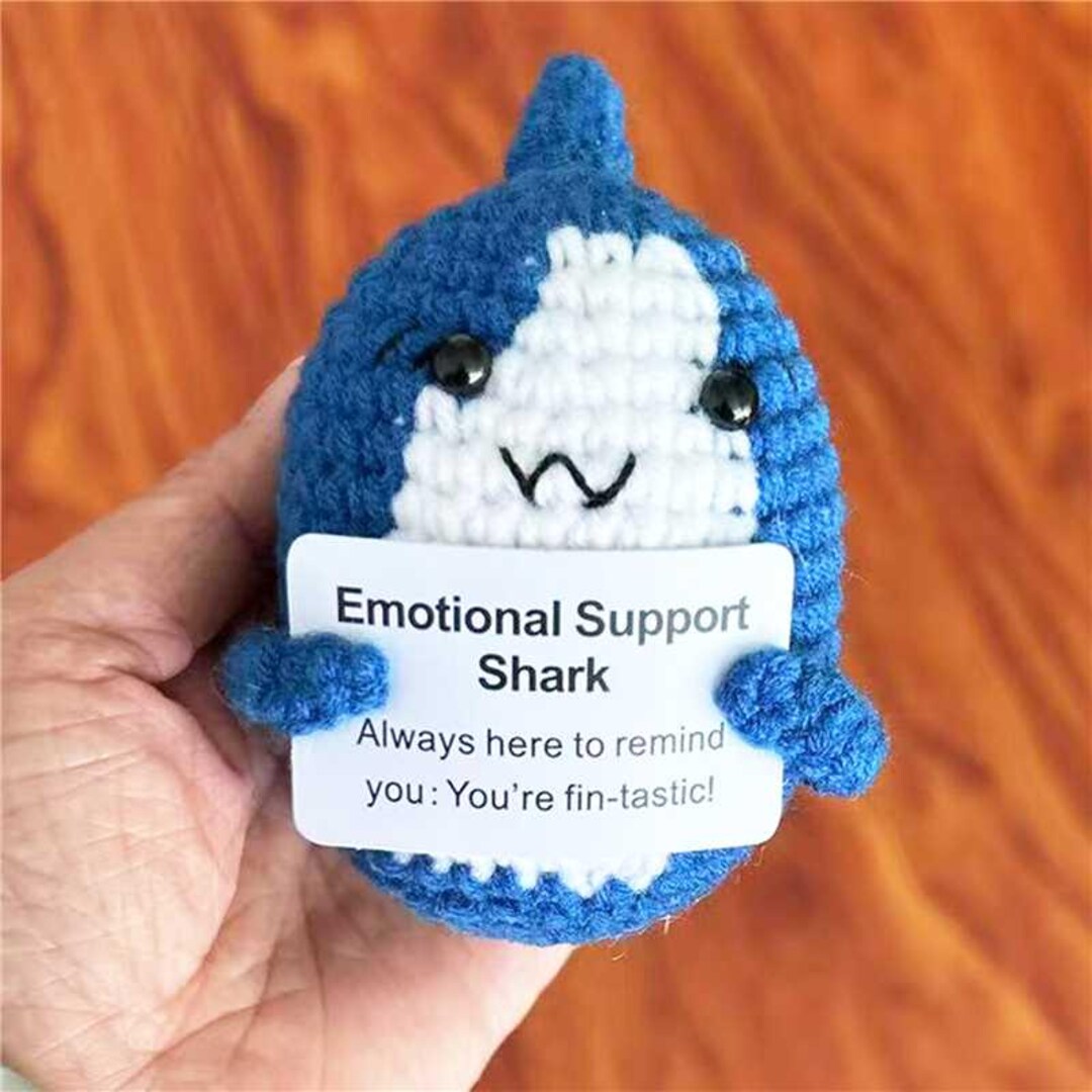 Handmade Crochet Shark Plush,positive Amigurumi Doll,emotional Support ...