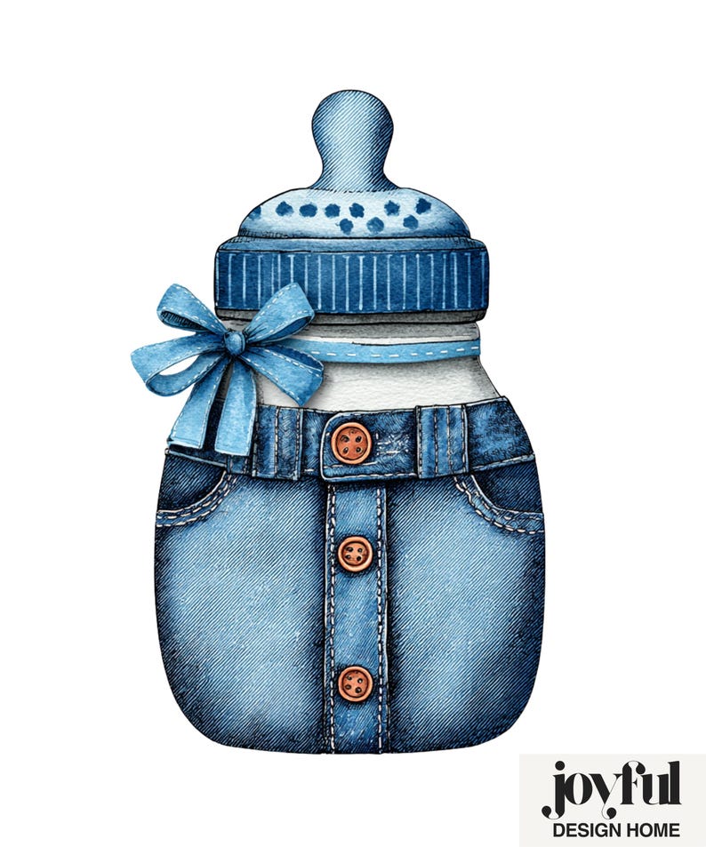 Baby Shower Blue Denim Clipart Bundle: Boy Birth & Jean Nursery ...