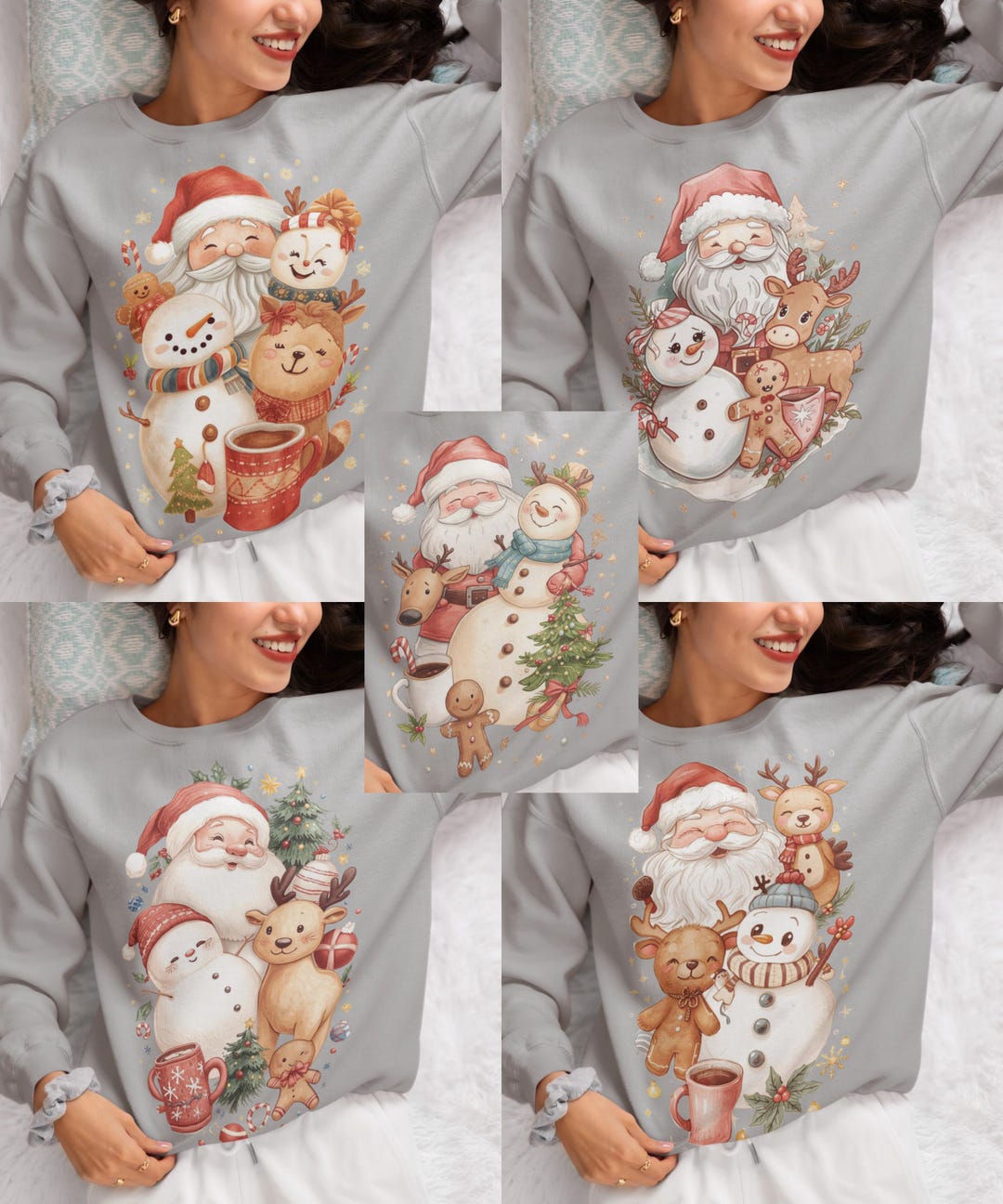 Christmas Characters PNG Bundle | Santa, Reindeer, Snowman ...