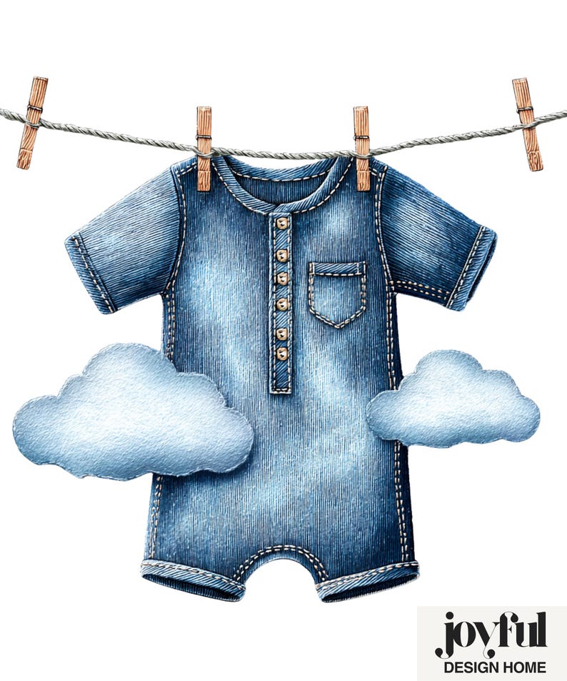 Baby Shower Blue Denim Clipart Bundle: Boy Birth & Jean Nursery ...