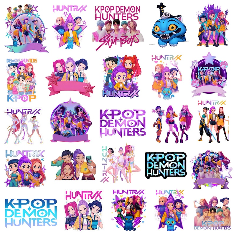 Huntrix Kpop Demon Hunters PNG SVG, Kpop Idol Group Shirt Design,girl ...