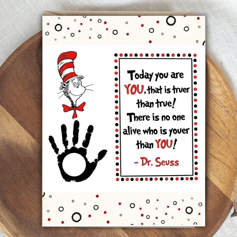Dr. Seuss Cat in the Hat Book Handprint Art Craft Printable, Read ...