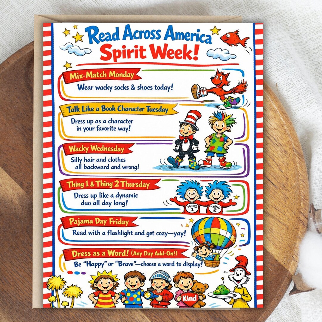 Dr. Seuss Template, Editable Read Across America, Dr. Seuss Spirit Week ...