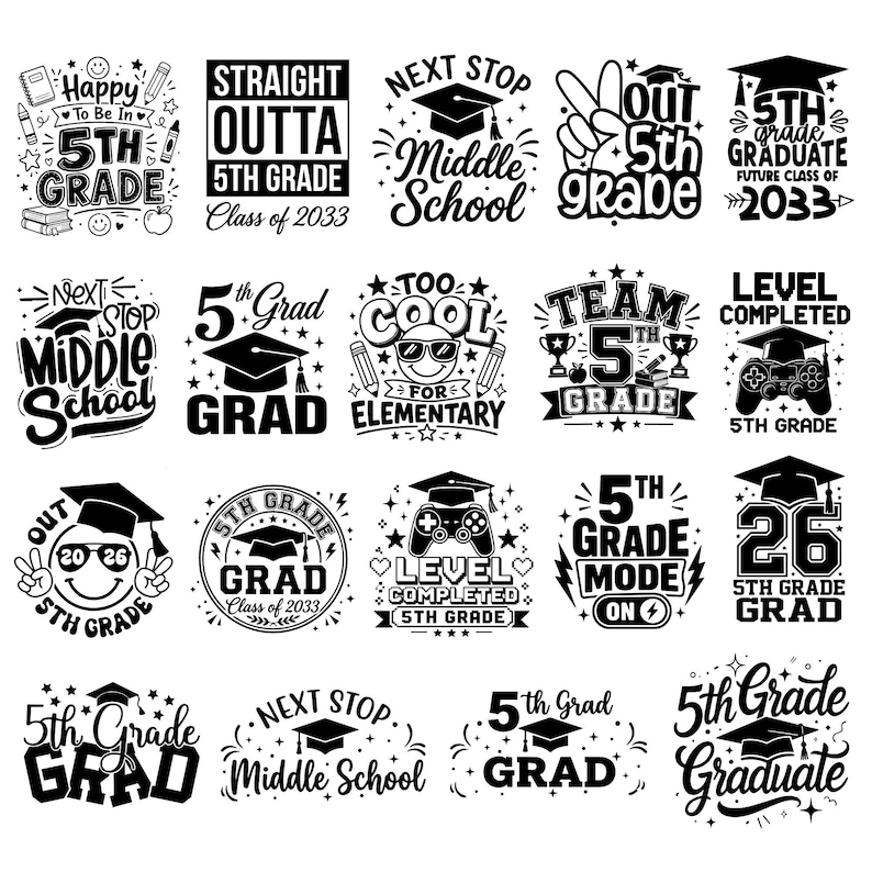 5th Grade Graduate 2026 Svg Bundle, Fifth Grade Grad Svg, Future Senior ...