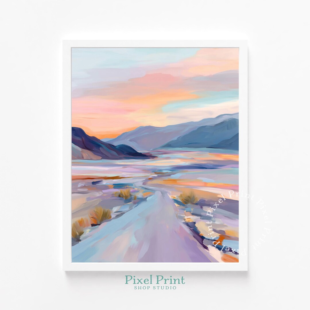 Paisagem rústica em tons pastel para imprimir - Pintura serena de pôr ...