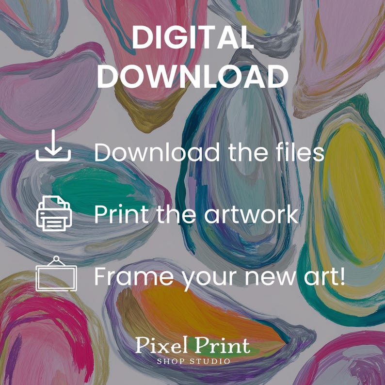 Printable Pastel Coastal Oyster Shells Art - Modern Beach Decor ...