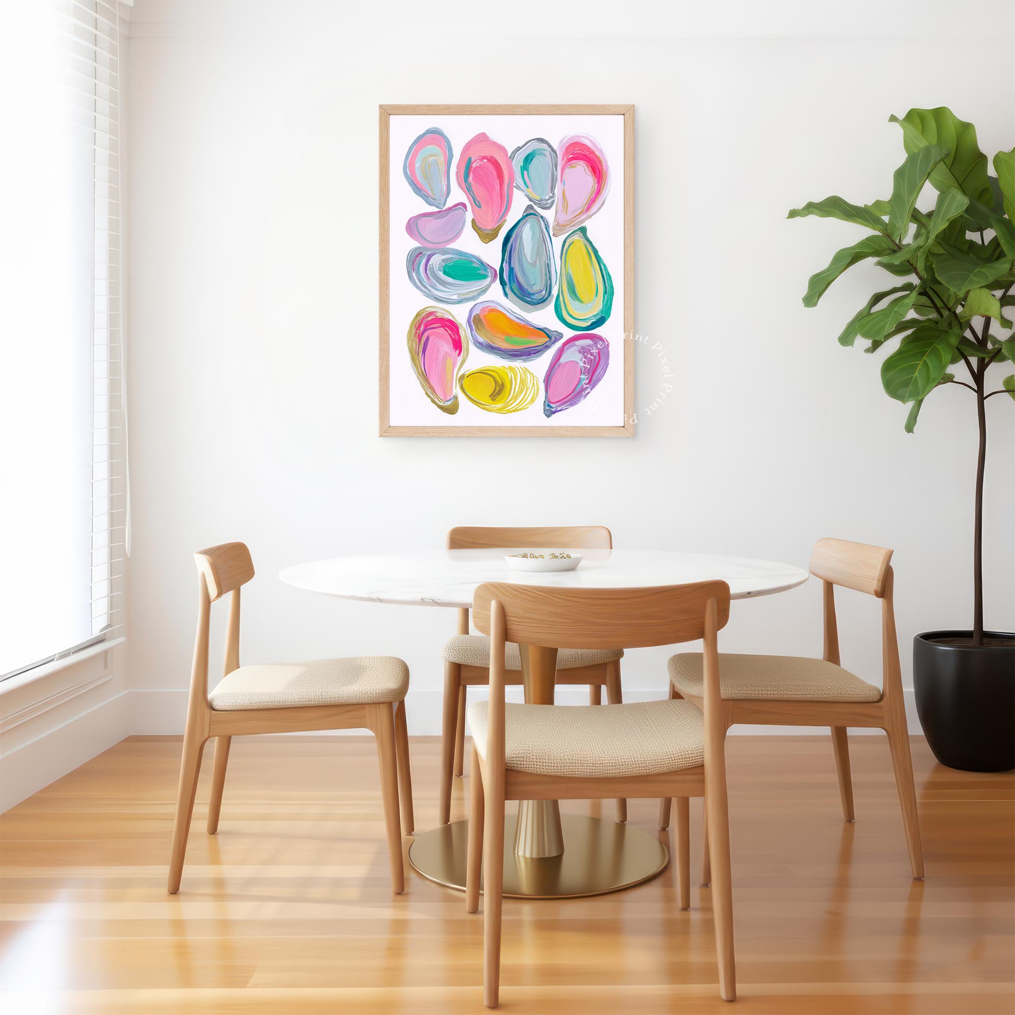 Printable Pastel Coastal Oyster Shells Art - Modern Beach Decor ...
