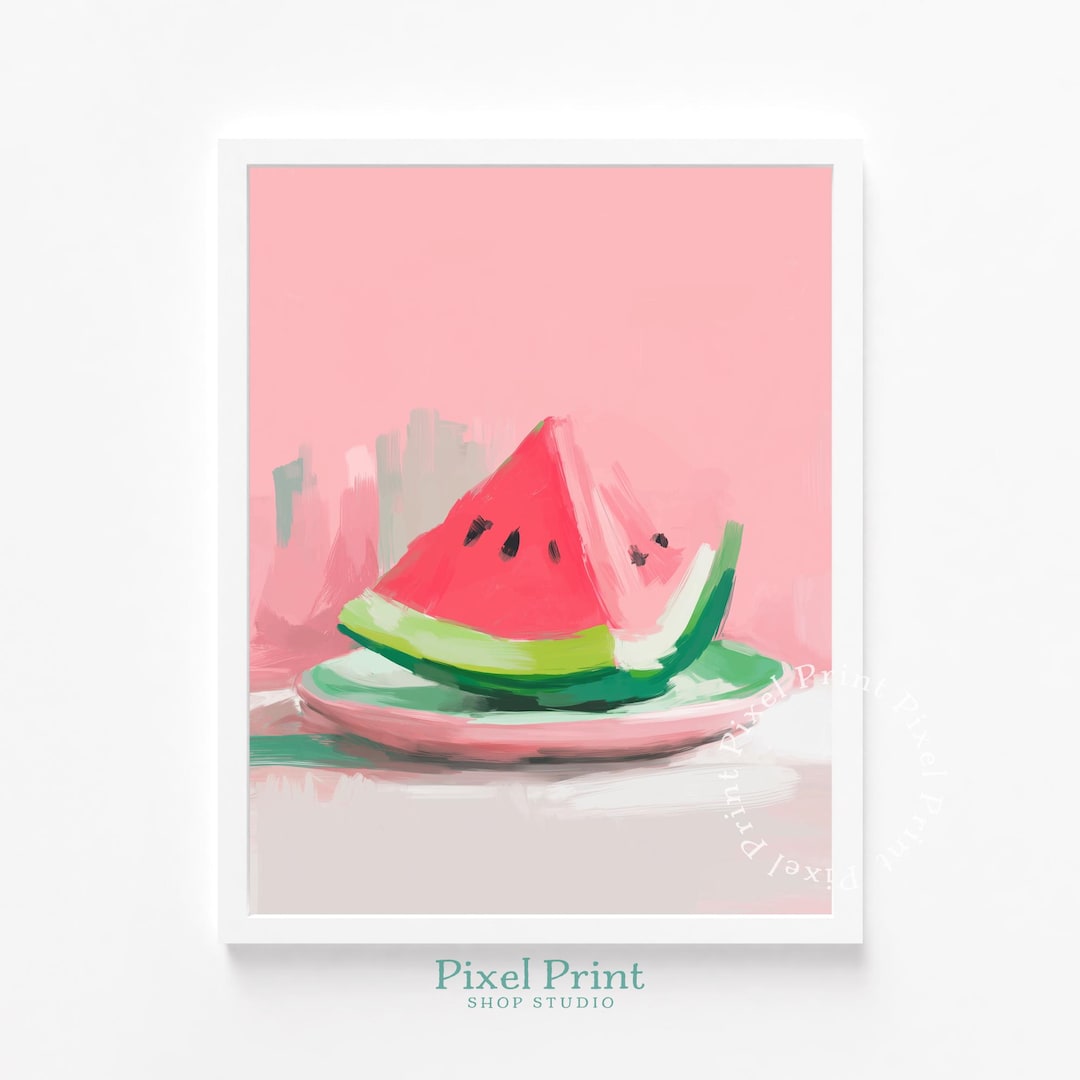 Printable Watermelon Slice Painting - Playful Summery Kitchen Wall Art ...