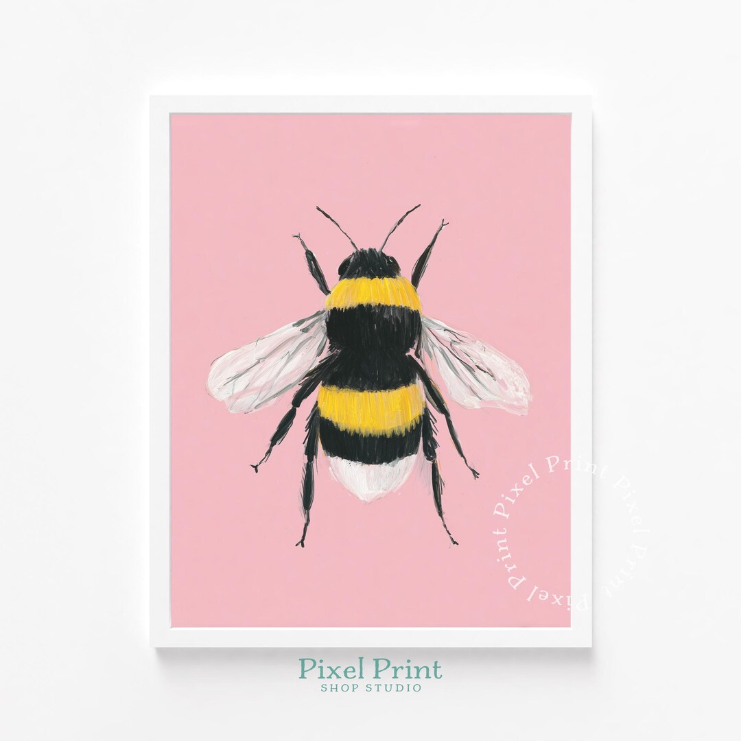 Cute Bumblebee Printable Wall Art - Playful Nursery Decor, Modern Pink ...