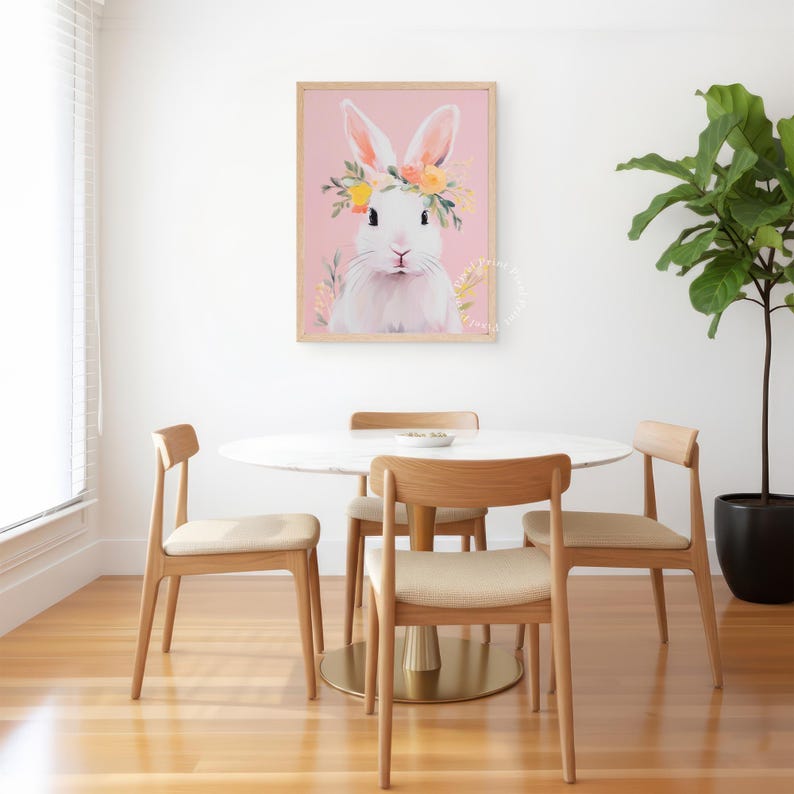 Spring Printable White Rabbit Portrait - Cute Nursery Wall Art ...