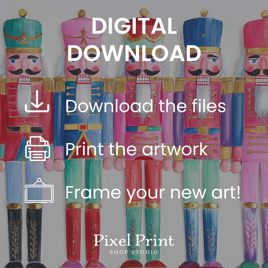 Printable Nutcracker Soldier Art - Colorful Festive Toy Display ...