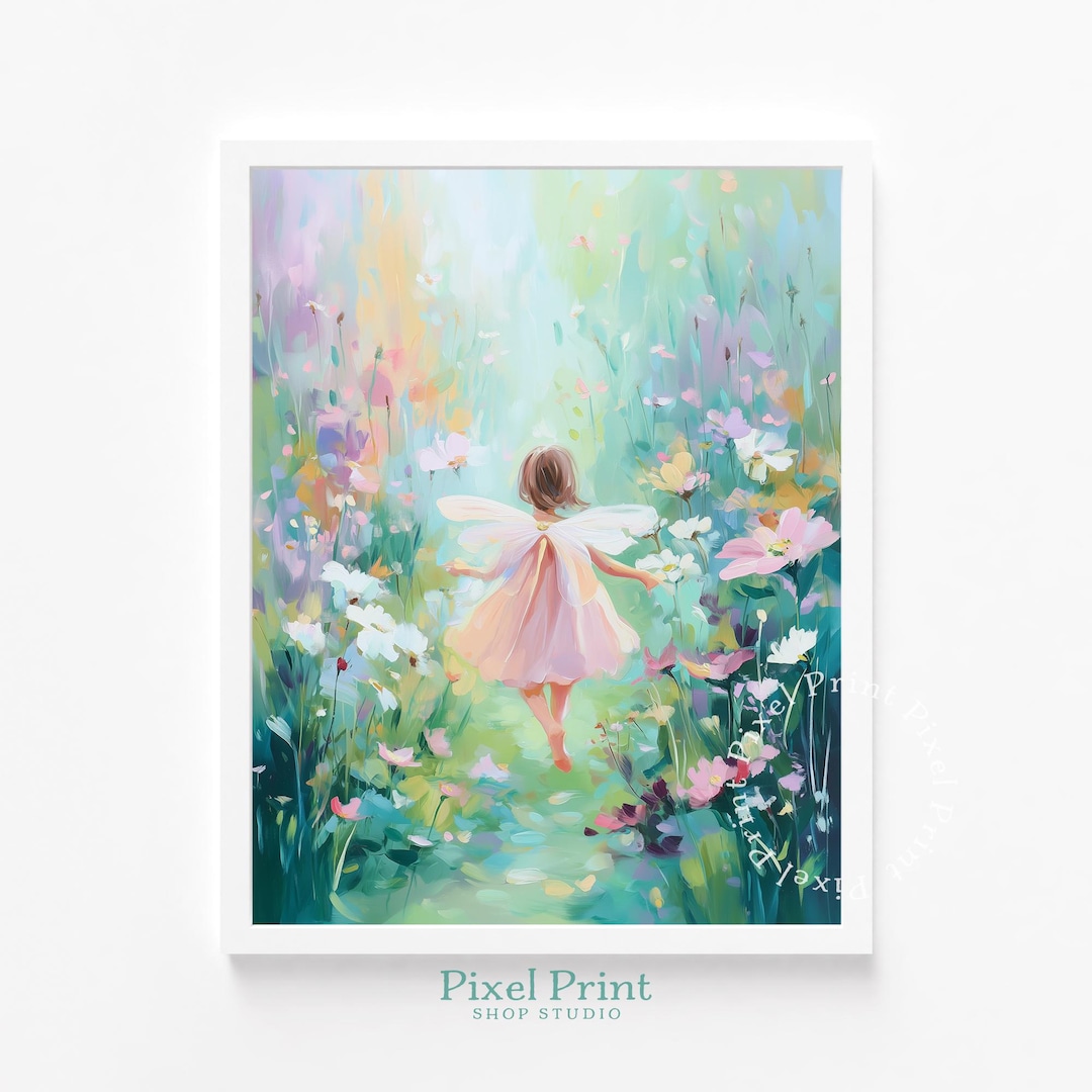 Printable Fairycore Garden Path Art - Dreamy Cottagecore Fairy Girl in ...
