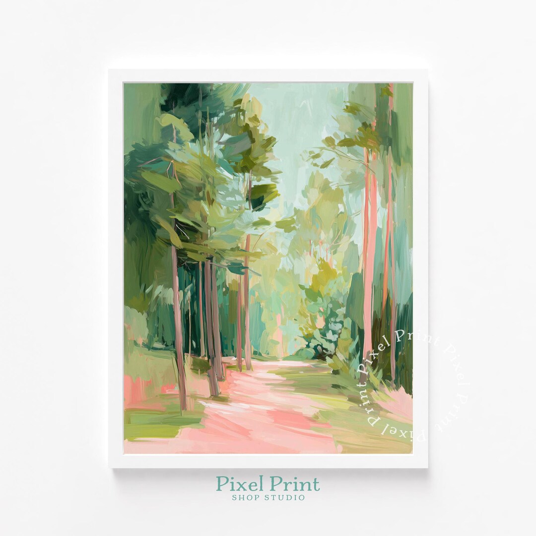 Printable Summer Woodland Path Painting - Cottagecore Landscape Art ...
