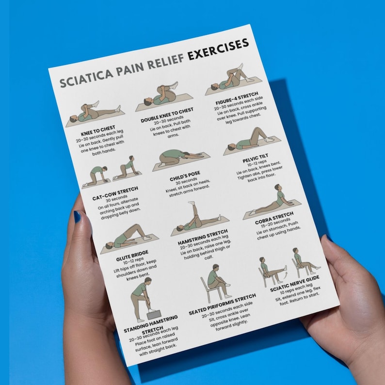 Sciatica Pain Relief Exercises Printable PDF , Sciatic Nerve Mobility ...