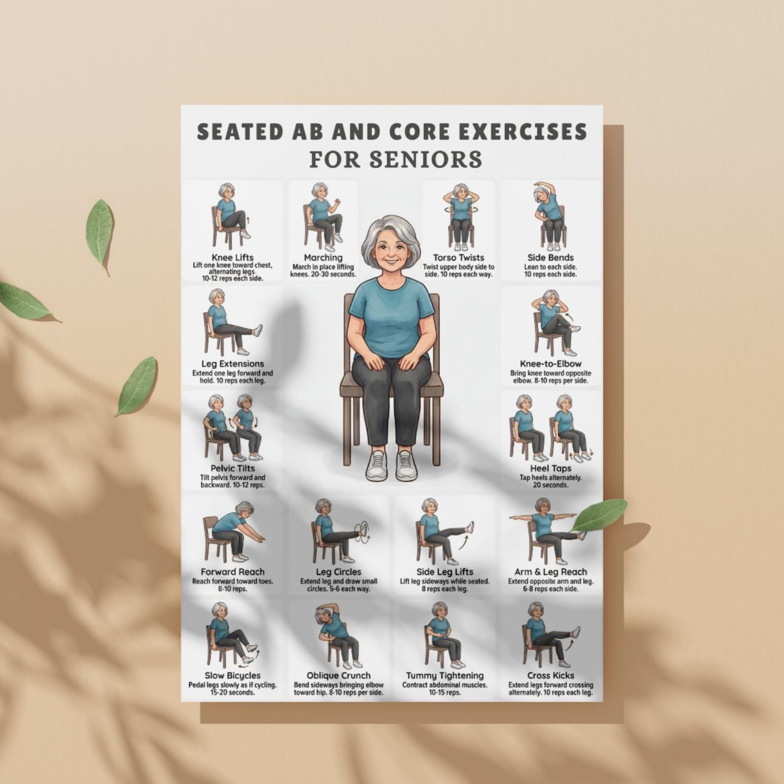 Seated Ab and Core Exercises for Seniors | Gentle Fitness Routine for ...