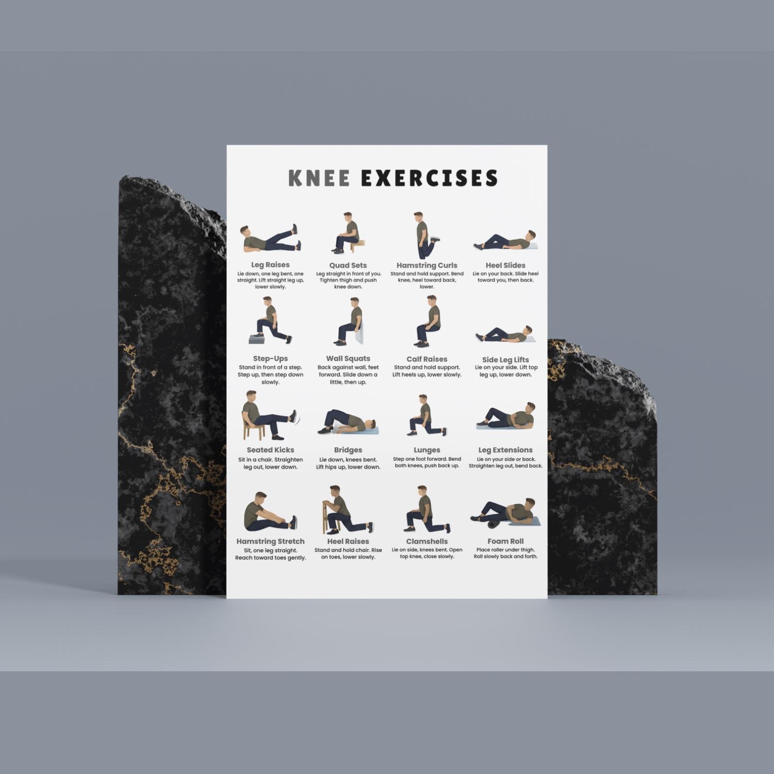 Knee Exercises Chart Printable, Knee Friendly Poster, Senior Workout ...
