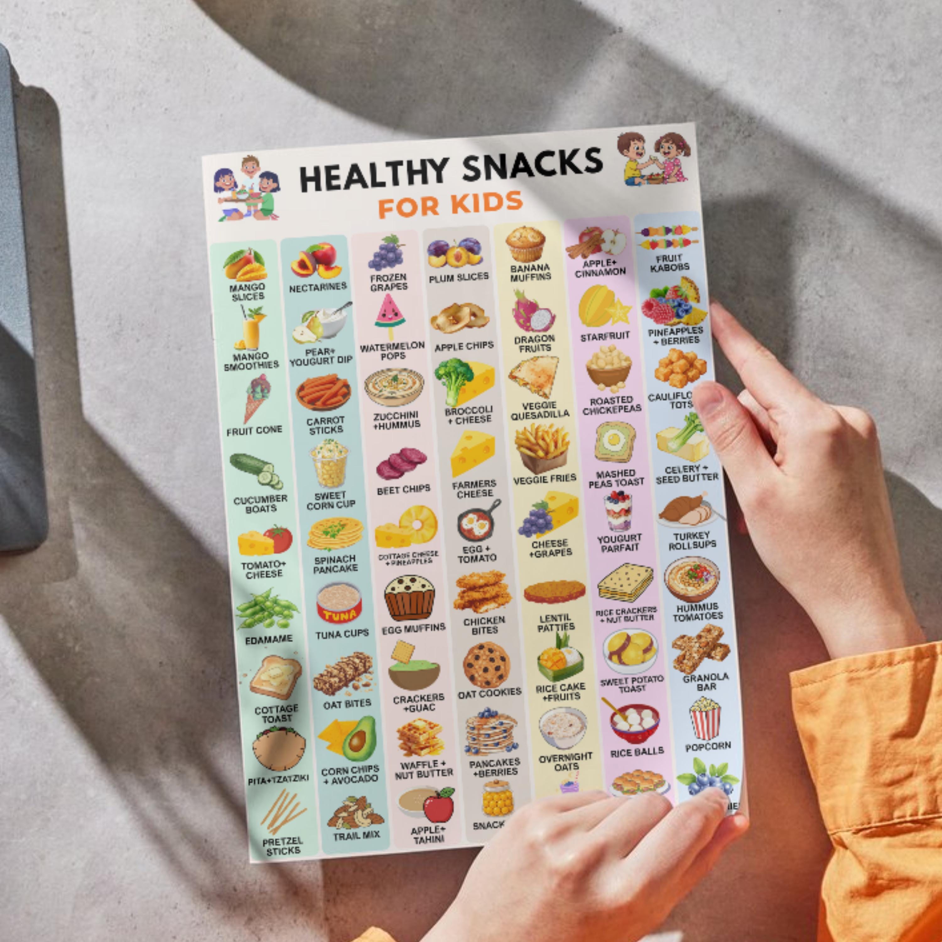 Healthy Snacks for Kids Printable PDF | School Lunch & Toddler Snack ...