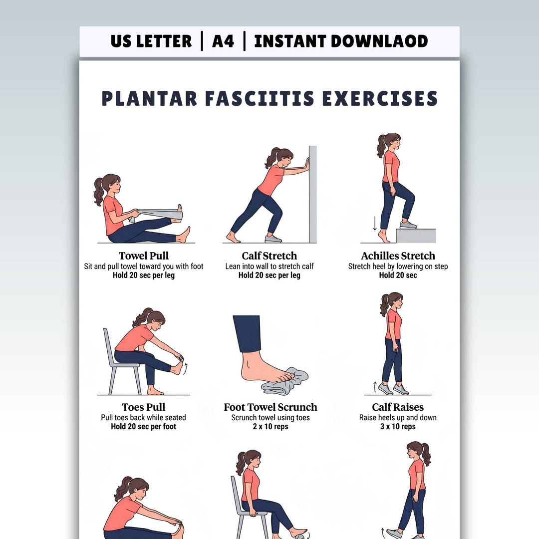 Plantar Fasciitis Exercises | Printable Foot and Heel Stretching ...
