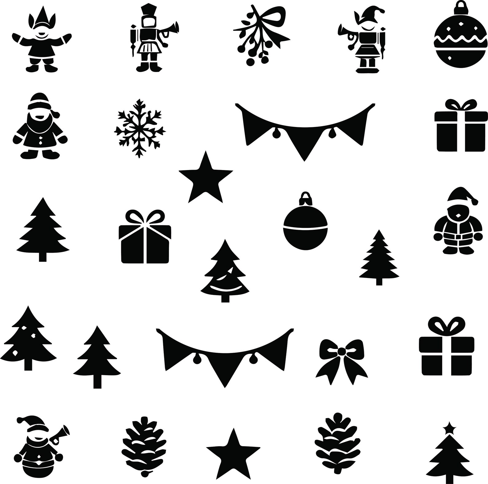 Festive Christmas Elements SVG | Holiday Winter Silhouettes | Cricut ...