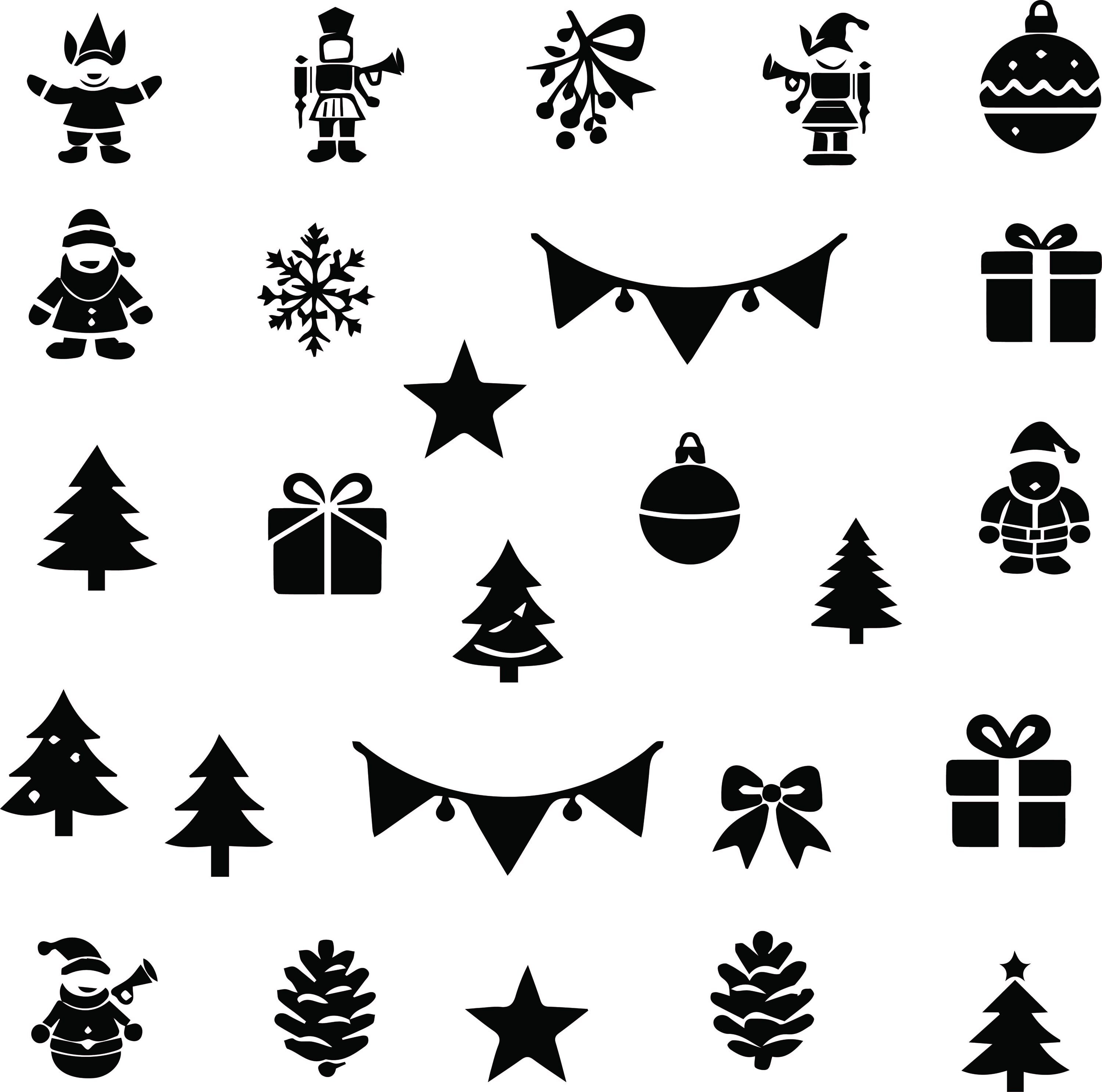 Festive Christmas Elements SVG | Holiday Winter Silhouettes | Cricut ...