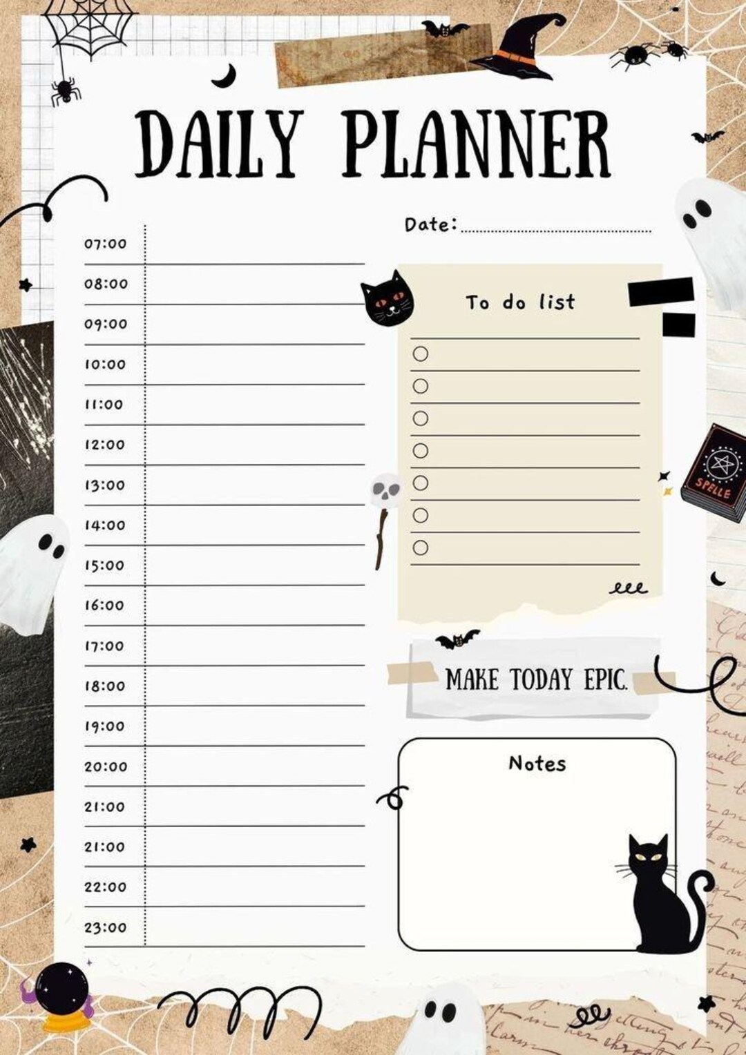 Halloween Daily Planner Printable | Spooky Cute Daily Schedule & To-do ...