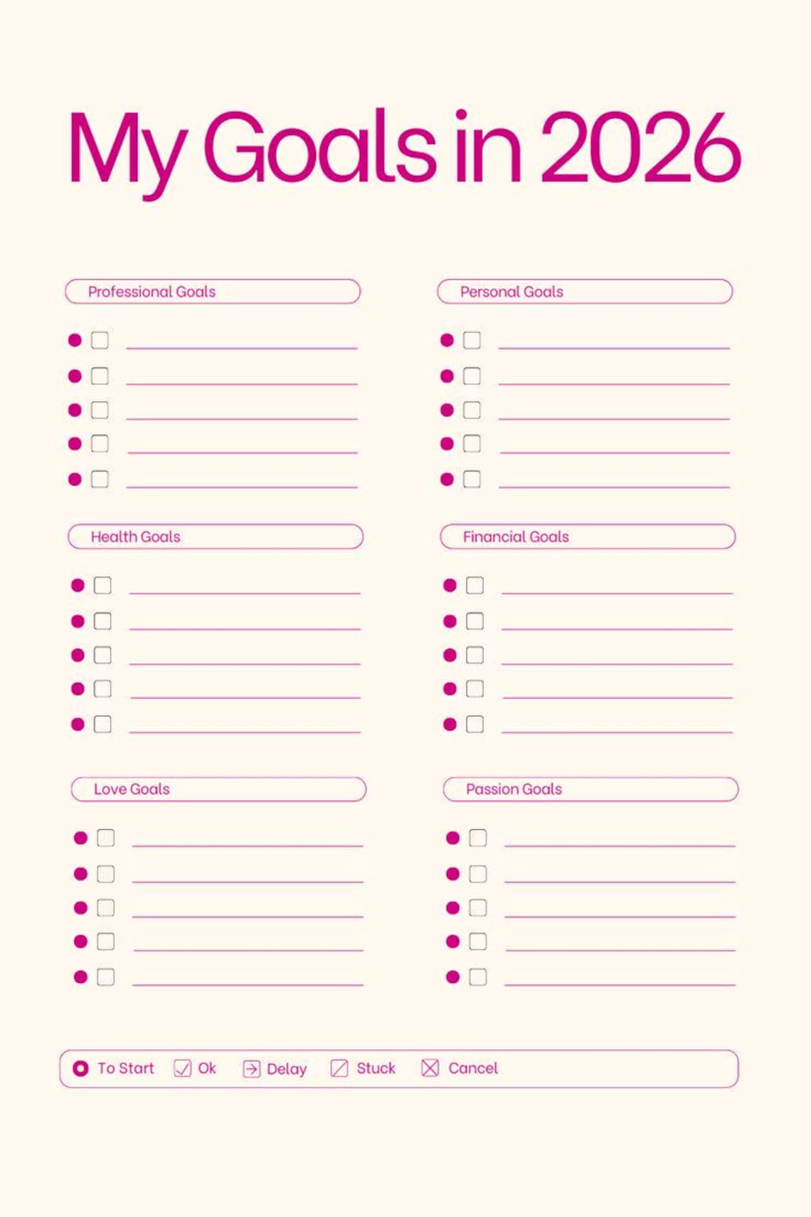 2026 Goals Planner Printable | Goal Setting Worksheet | Life Goals ...
