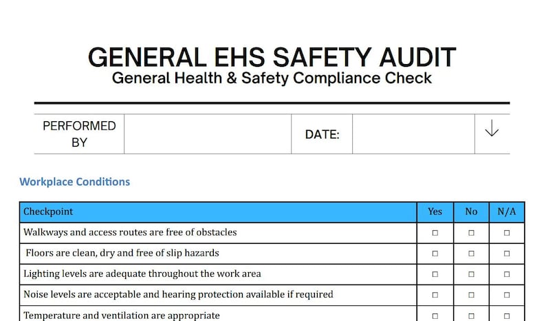 Workplace Safety Checklist Bundle | EN / NL | General EHS Audit & Arbo ...