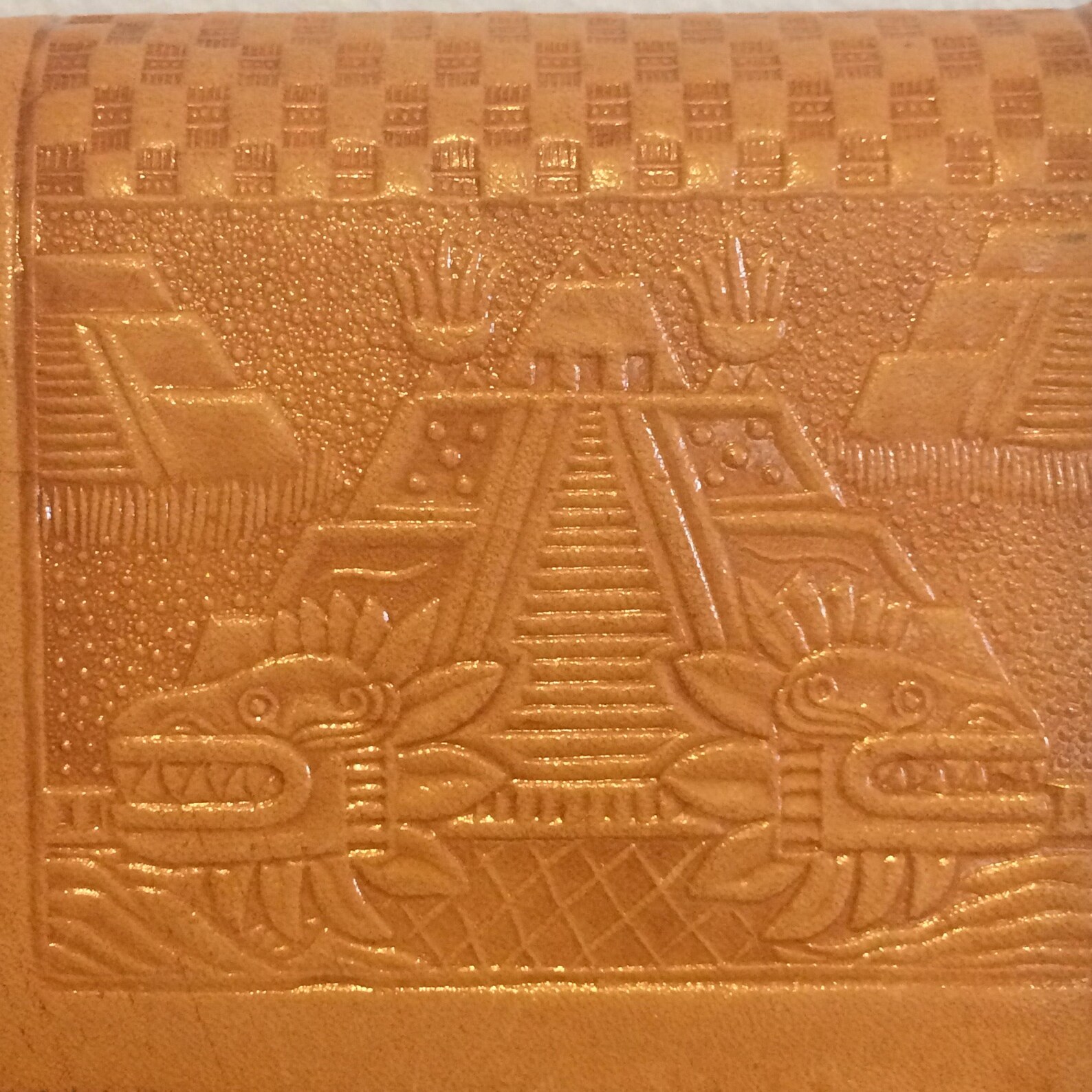 Vintage 70s Tooled Leather Mexican Wallet / Indian Head Aztec Design ...