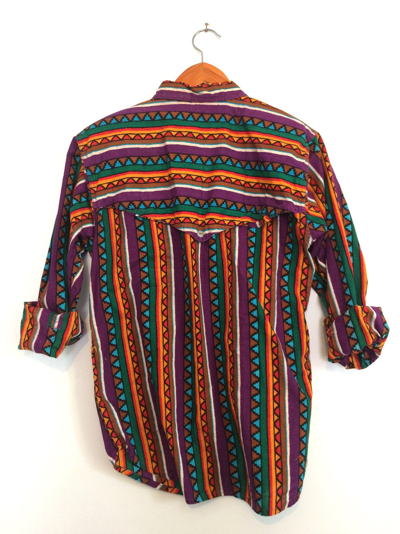 Vintage 80s Southwestern Print Shirt: Cowgirl Rodeo Style, Size Medium ...