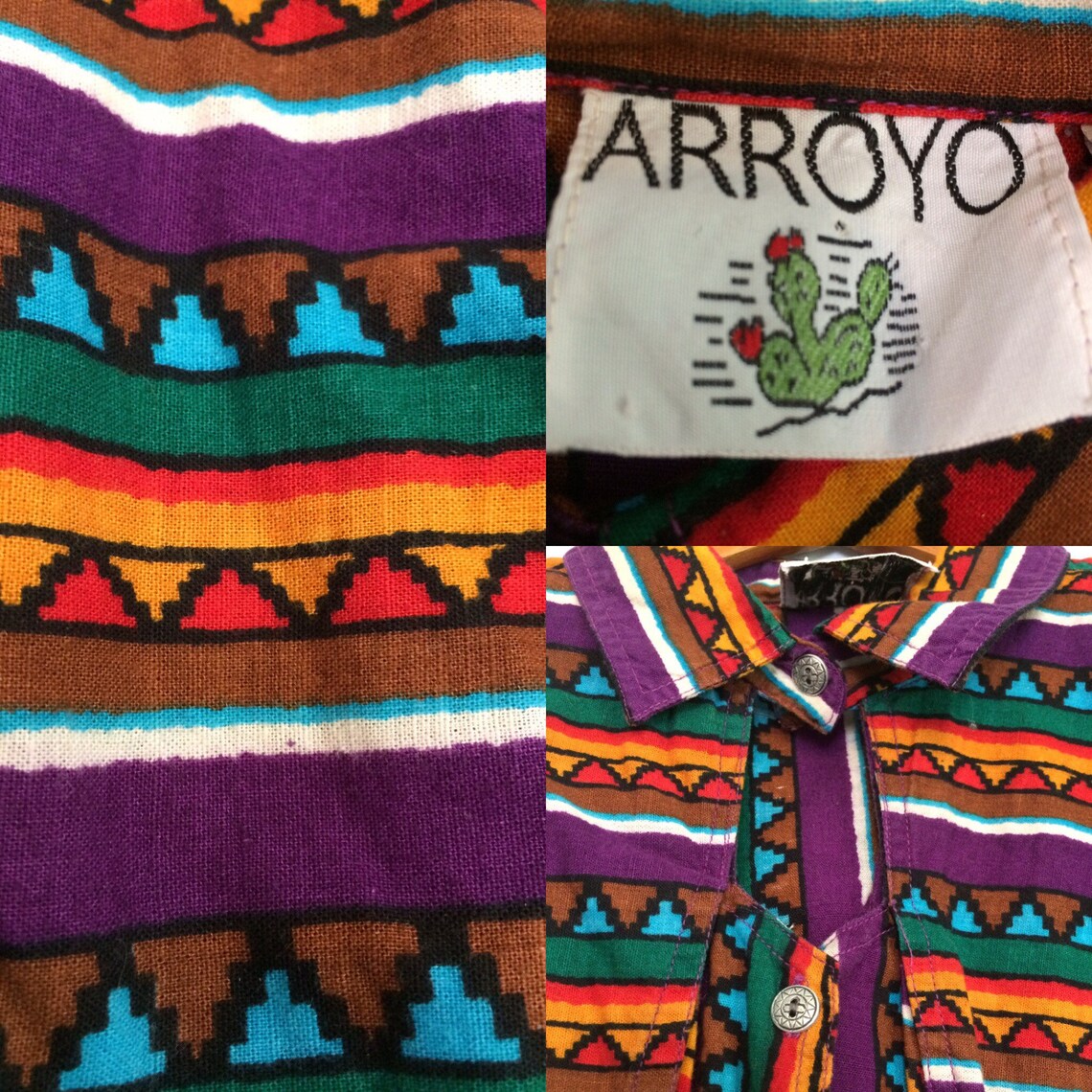 Vintage 80s Southwestern Print Shirt: Cowgirl Rodeo Style, Size Medium ...