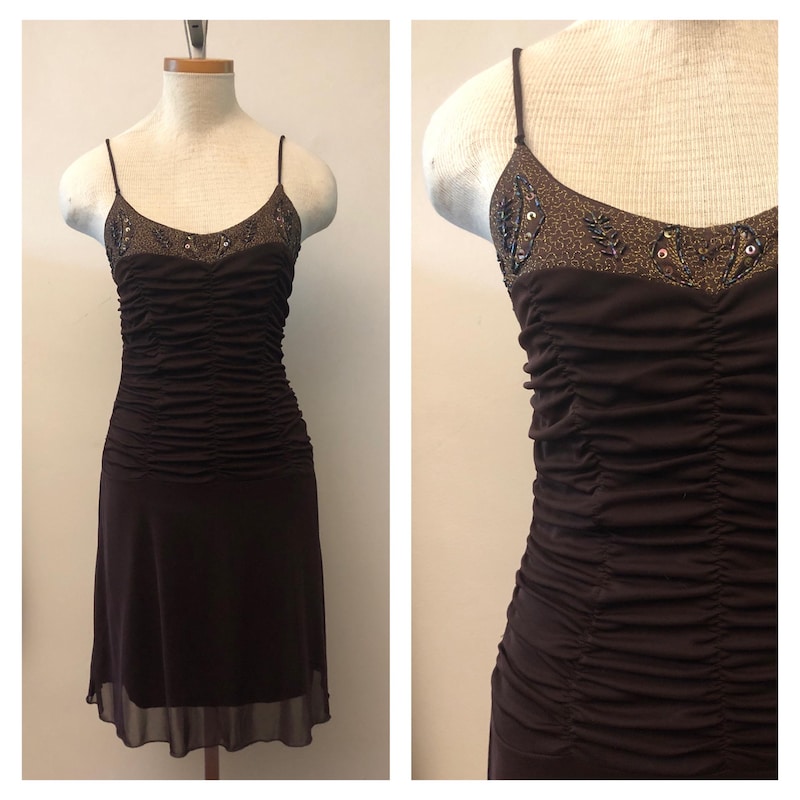 Brown Sequin Mini Dress - Etsy