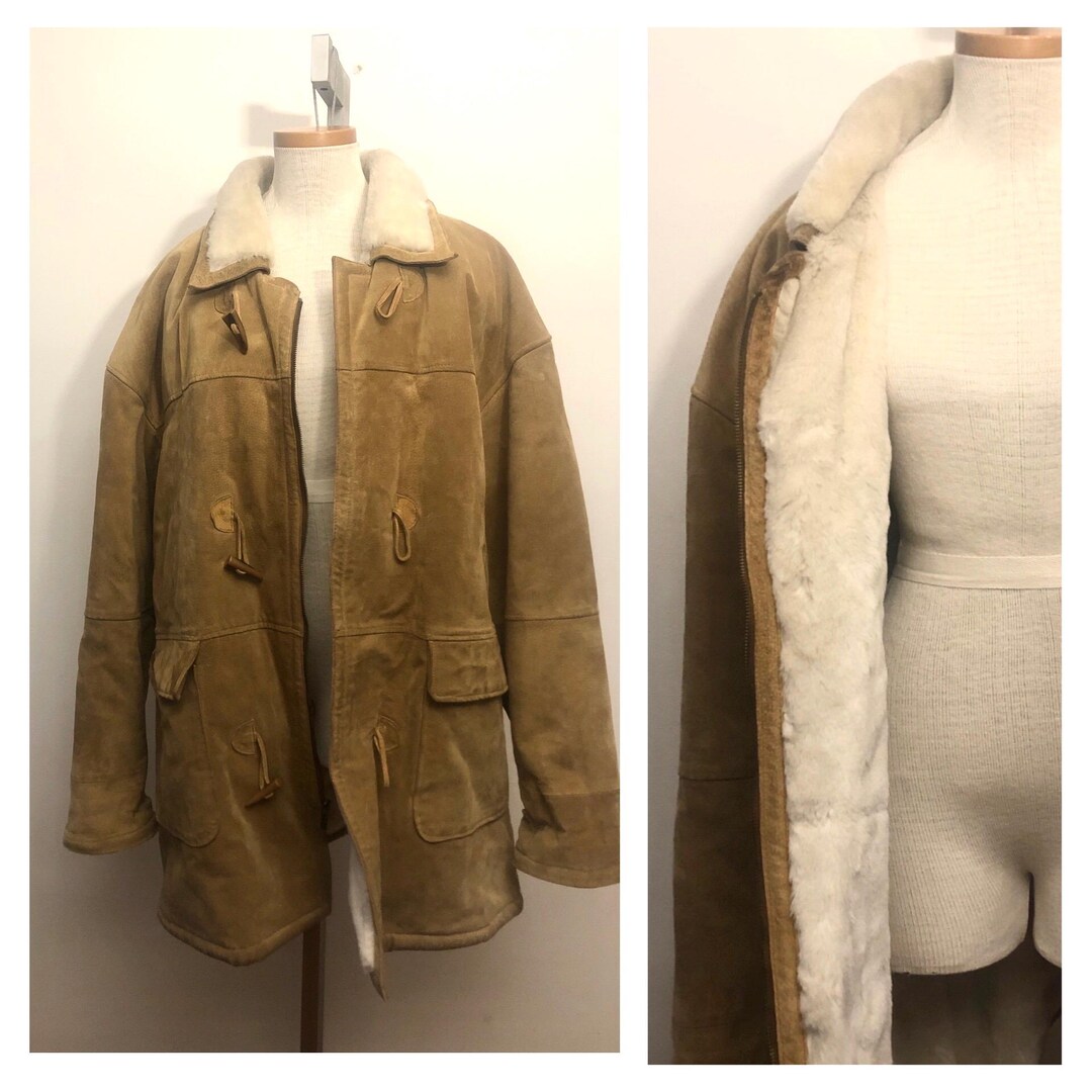 Vintage 90s Wilsons Leather Chore Toggle Jacket / X Large Faux ...