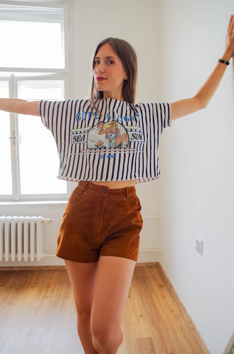 Vintage 80s Cote a Cote Graphic Print Stripe Tee S M - Etsy