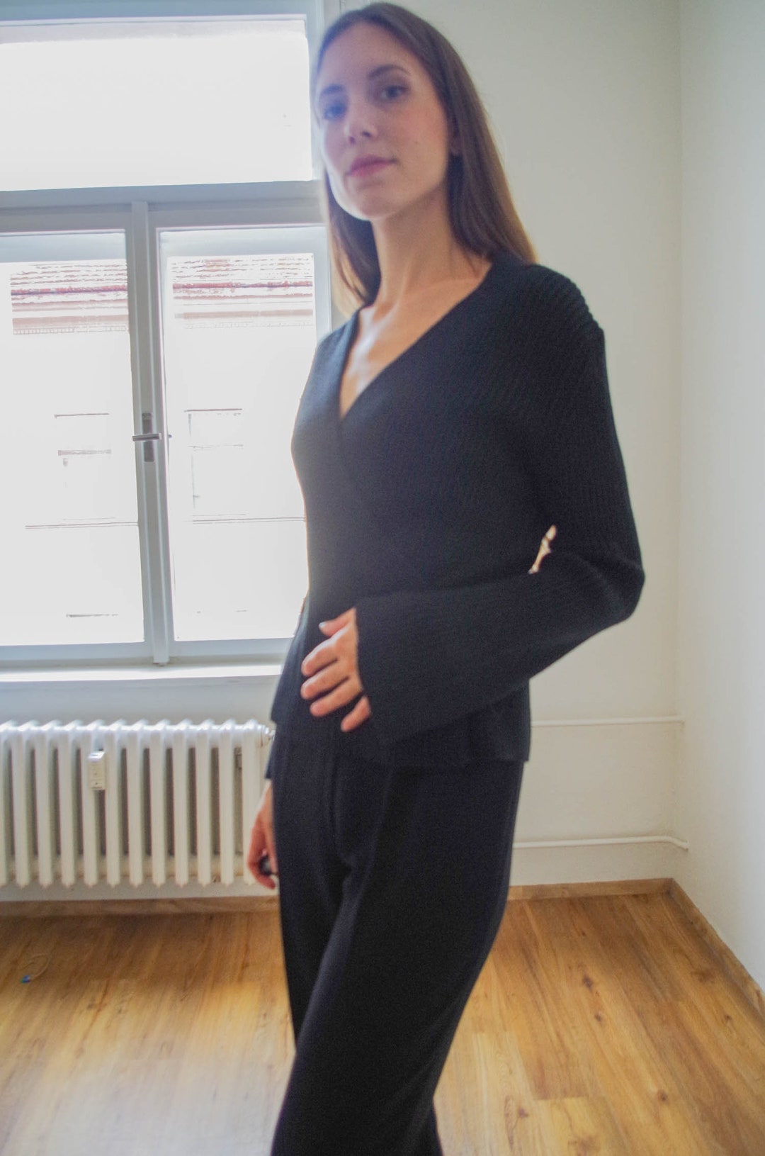 Vintage 90s Black Crossover Knit Made in Italy Size S/M - Etsy
