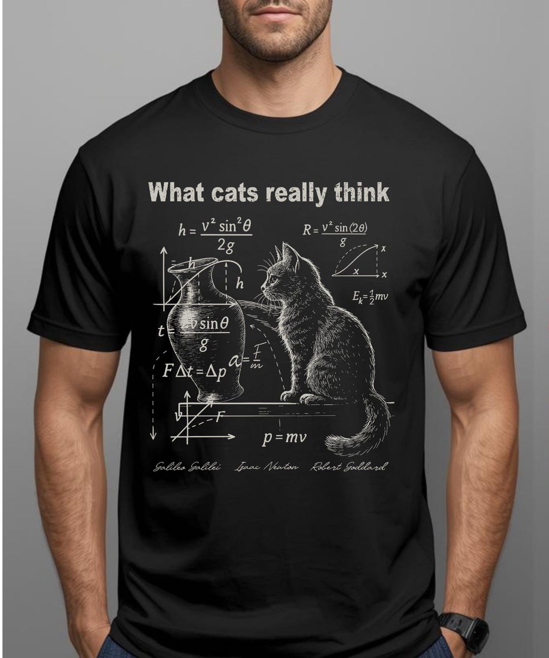 Funny Cat Physics PNG, What Cats Really Think Science Humor Sublimation ...