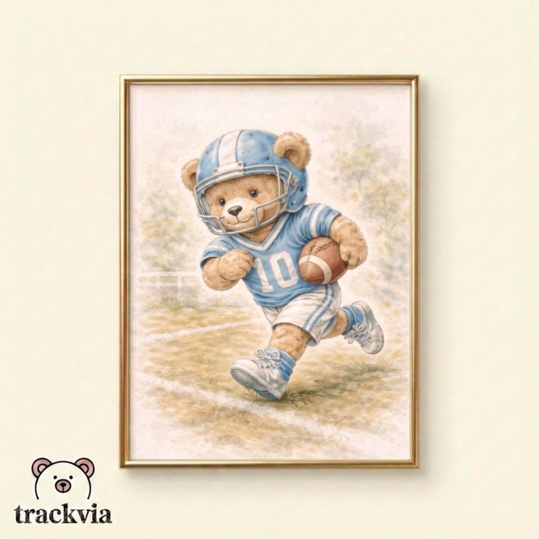 Rugby Teddy Bear Print – Nursery Sports Wall Art (digital Download) - Etsy