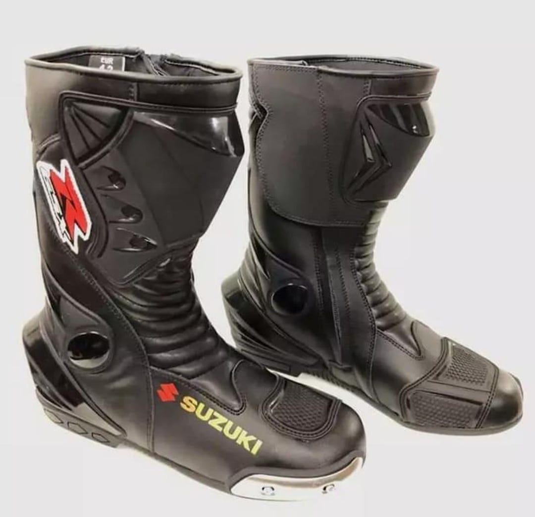 Suzuki Handmade Motorbike Boots|custom Made Motorbike Racing Riding ...